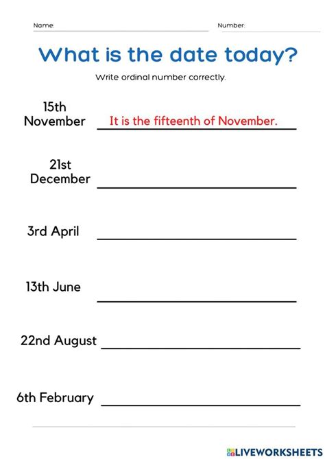 Date And Month Worksheet