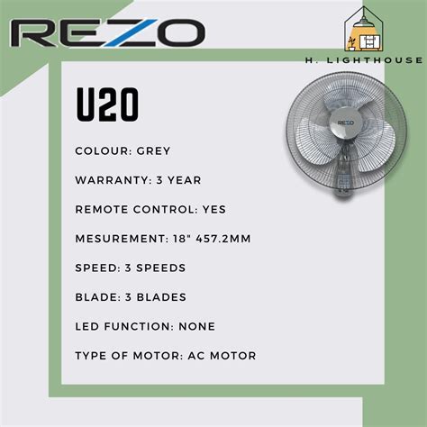 Rezo Deka Wall Fan 18 U10 U20 Dwf16 Heavy Duty Elba Wall Fan Remote