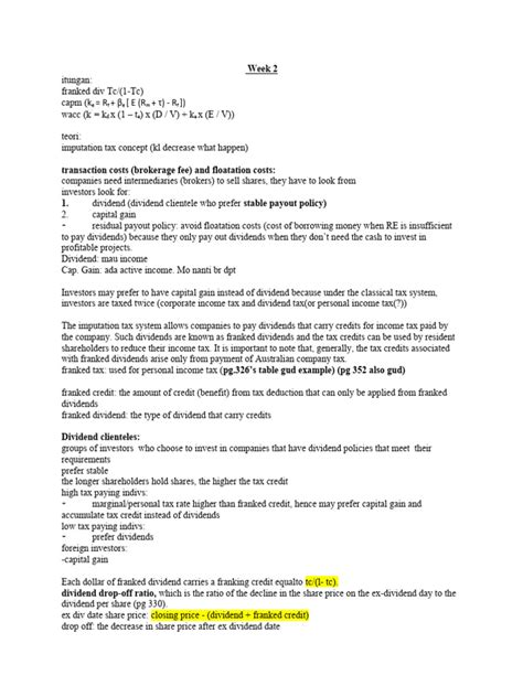 Corporate Finance Notes Pdf Dividend Capital Structure
