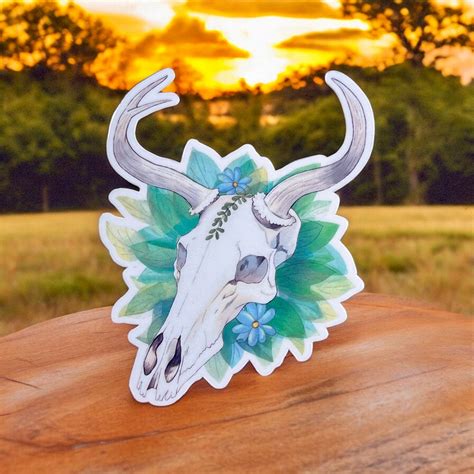 Watercolor Deer Skull Sticker Forest Art Woodland Spirit Decal