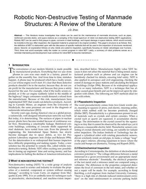 Robotic Non Destructive Testing Of Manmade Structures A Review Of The