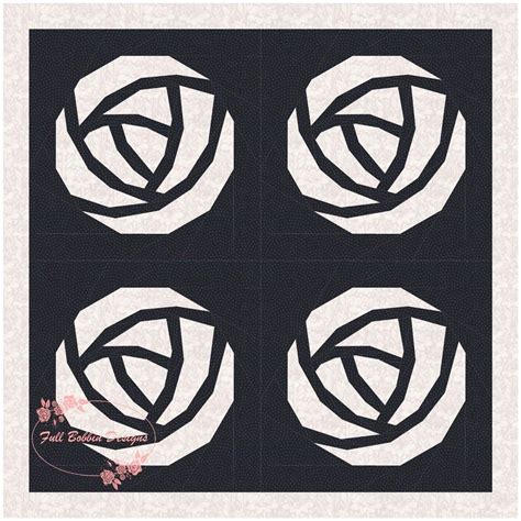 Art Nouveau Rose Foundation Paper Piecing Pattern Fpp Quilt Block 3 Sizes Instant Download