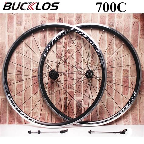 bucklos 로드 바이크 휠셋 v 브레이크 클린처 전면 후면 알루미늄 합금 휠셋 자전거 부품 700c 5 베어링 휠