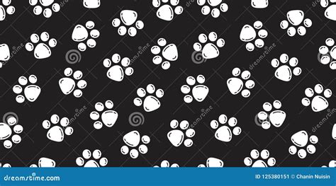 Dog Paw Seamless Pattern Cat Paw Vector Foot Print Isolated Wallpaper