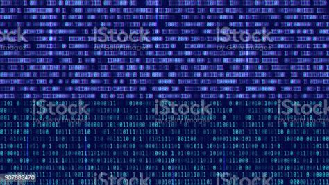 Binary Code Blue Digits On The Computer Screen Figures With The Effect