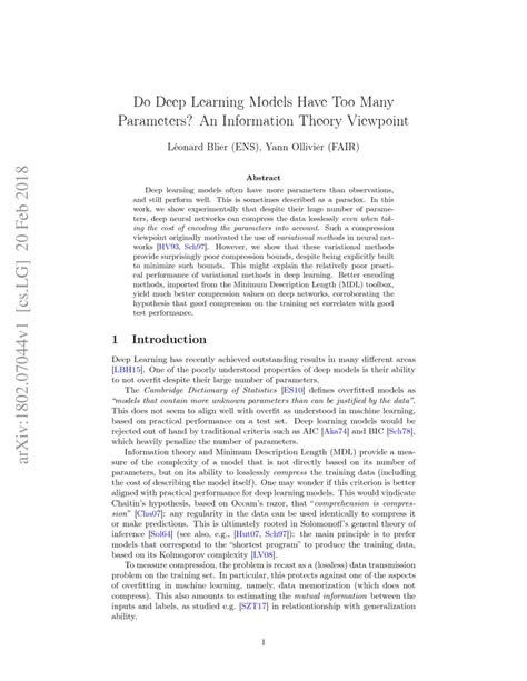 Do Deep Learning Models Have Too Many Parameters An Information Theory