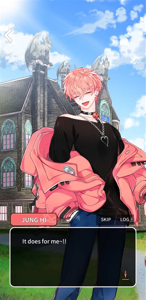 An Anime Character With Pink Hair Standing In Front Of A Building And
