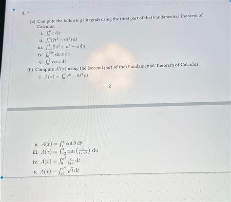 Solved A ﻿compute The Following Integrals Using The First