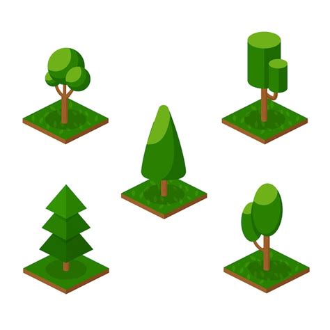 Premium Vector Set Of Various Garden 3d Trees From A City Park