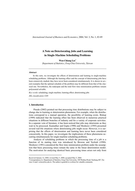 Pdf A Note On Deteriorating Jobs And Learning In Single Machine