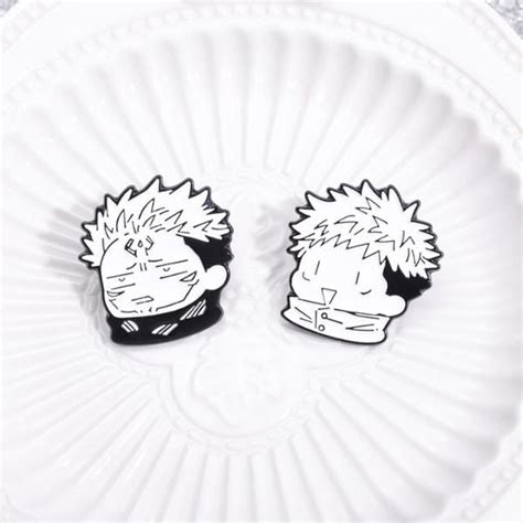 Huy hiệu Pin cài kim loại Jujutsu Kaisen Chibi Black White nShop Game Hobby