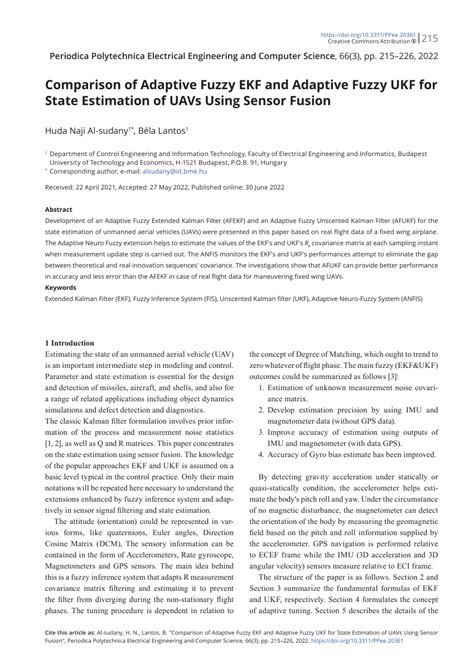 Pdf Comparison Of Adaptive Fuzzy Ekf And Adaptive Fuzzy Ukf For State Estimation Of Uavs Using