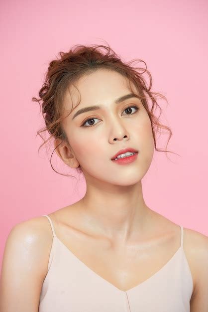 Premium Photo Beautiful Girl On A Pink Background