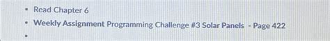 Read Chapter 6weekly Assignment Programming Challenge