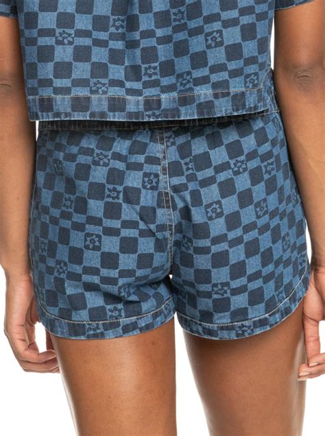 Roxy Shorts New Impossible Printed Denim Shorts Mood Indigo Sol Power