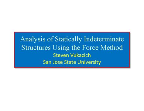 Force Method Analysis Of Statically Indeterminate Structures Analysis Of Statically