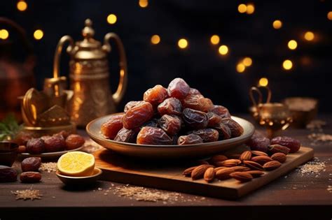 Premium Photo Delightful Dates Display For Iftar