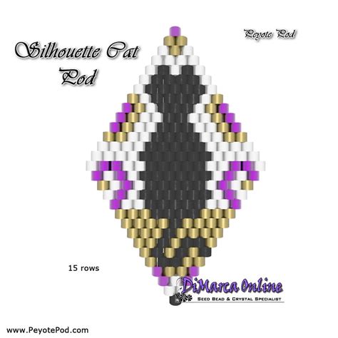 Tutorial 15 Rows 3d Peyote Pod Beading Pattern Silhouette Cat With