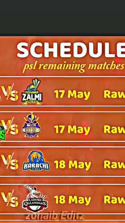 Psl10 League New Schedule Youtube