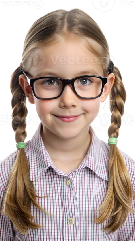 Joven Niña Con Trenzas Vistiendo Lentes Y Tartán Camisa 47832427 Png