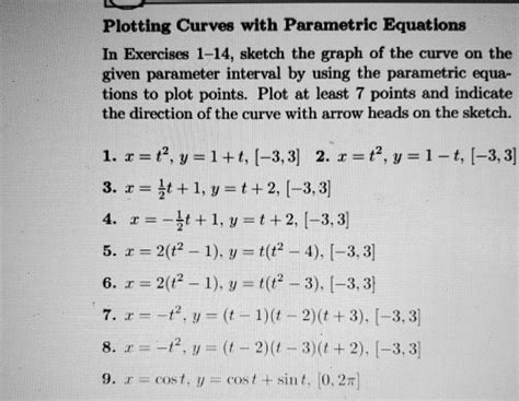 Plotting Curves With Parametric Equations In Exercises Sketch The Graph Of The Curve Onthe