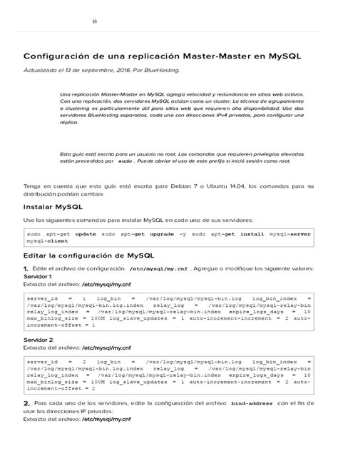 Configuración De Una Replicación Master Master En Mysql Doc