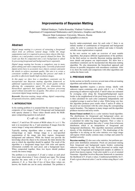 Pdf Improvements Of Bayesian Matting