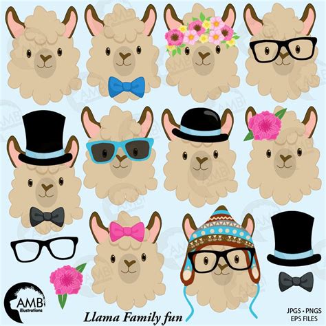 Llama Heads Clip Art Llama Clipart Alpaca Clipart For