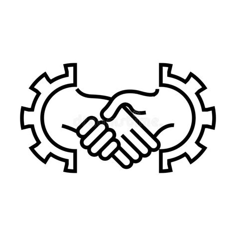 Digital Collaboration Line Icon Concept Sign Outline Vector