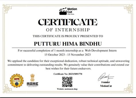 Putturu Hima Bindhu On Linkedin I Am Very Excited To Share My 1 Month Internship On Web