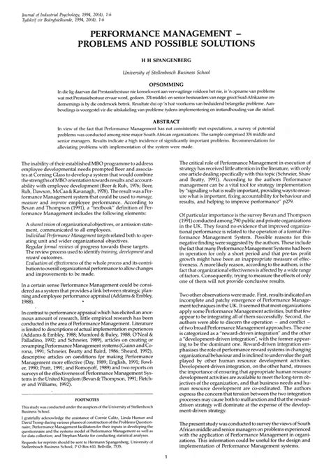 Pdf Performance Management Problems And Possible Solutions