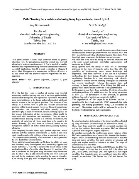 pdf path planning for a mobile robot using fuzzy logic controller