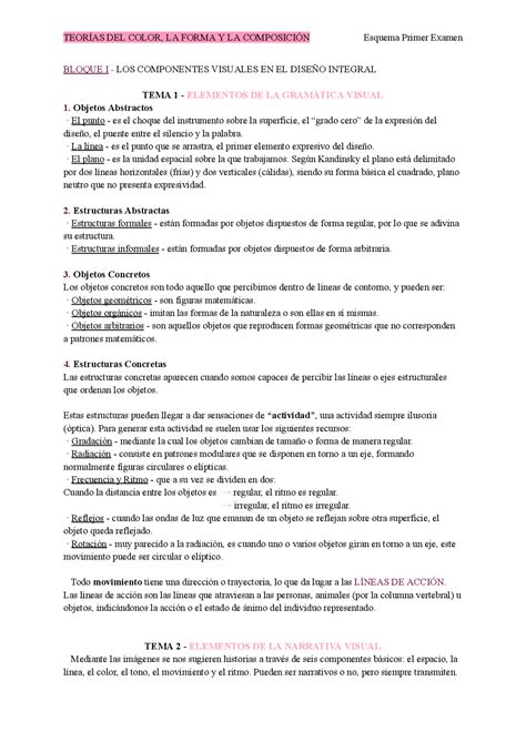 TeorÍas Del Color La Forma Y La ComposiciÓn Primer Examen Apuntes