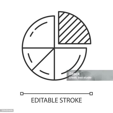 원형 차트 선형 아이콘입니다 원부분으로 나뉩니다 다이어그램 원형 통계 그래픽입니다 통계 데이터 가는 선 그림입니다 등고선 기호입니다 벡터 절연 윤곽선 도면 편집 가능한