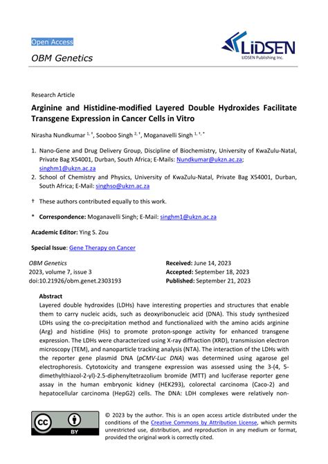Pdf Arginine And Histidine Modified Layered Double Hydroxides