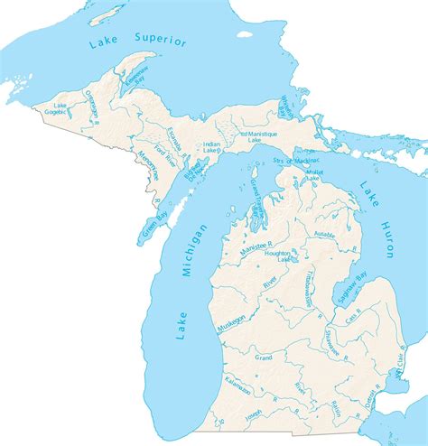 Michigan Map With Cities And Lakes Map