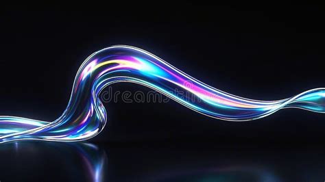 Colorful Abstract Fluid 3d Wave Design With Gradient Light Effect On Black Background Stock