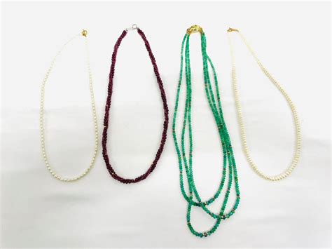 【やや傷や汚れあり】133 美品 ネックレス まとめて4点 エメラルド パール アメジスト K18750 K18wg ホワイトゴールド