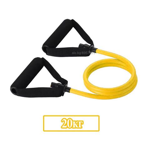 Фитнес Ластик за Тренировка с Ръкохватки Жълт 20кг Фитнес уреди артикули Пловдив Нато