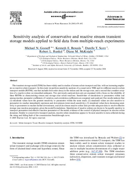 Pdf Sensitivity Analysis Of Conservative And Reactive Stream