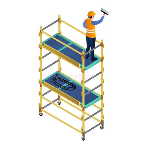 Worker Scaffold Icon Isometric Style Stock Vector Illustration Of