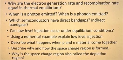 Solved Why Are The Electron Generation Rate And