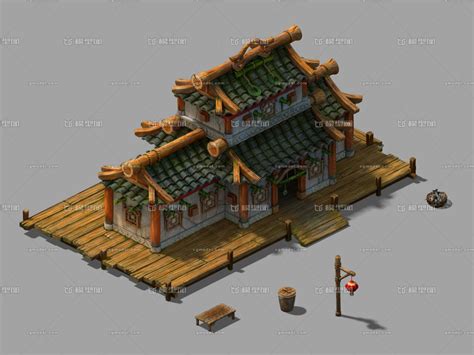 Q版3转2页游场景 古建筑模型 古代场景模型库 3ds Maxmax模型下载 Cg模型网