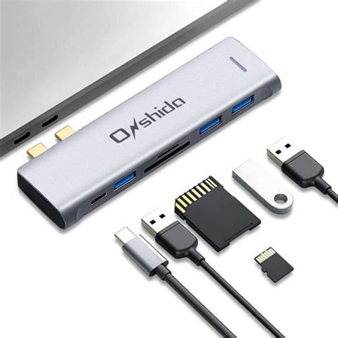 Hub Usb C Thunderbolt 3 Pd 100W Adaptateur Usb C 6 En 2 Vers 3 X Usb 3