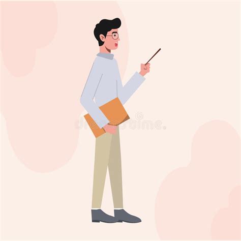 A Business Man With Glasses Flat Character Standing Side View