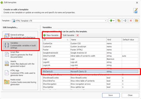 how can i configure my helpndoc html build to use microsoft clarity