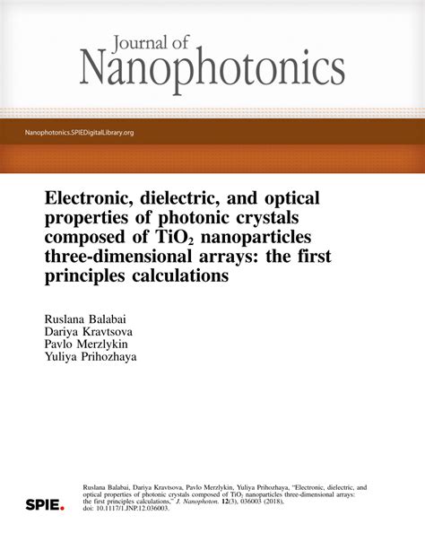 Pdf Electronic Dielectric And Optical Properties Of Photonic Crystals Composed Of Tio2