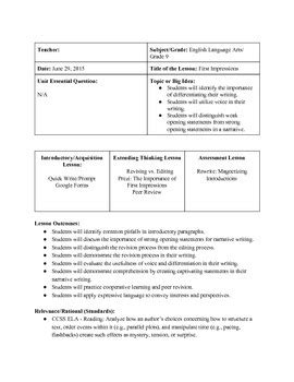 Hooks A Strong Introductory Paragraph By English Endeavors 7 12