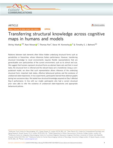 Pdf Transferring Structural Knowledge Across Cognitive Maps In Humans And Models