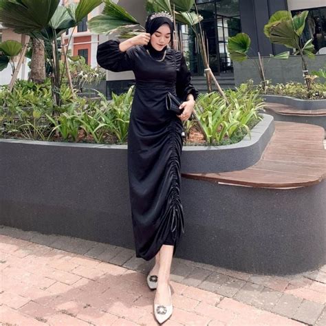 Jual Gamis Adini Satin Pemium Silk Dres Satin Premium Velvet Dress Muslim Wanita Outfit